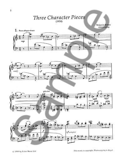 Britten: Three Character Pieces for Piano by published by Faber Music ...