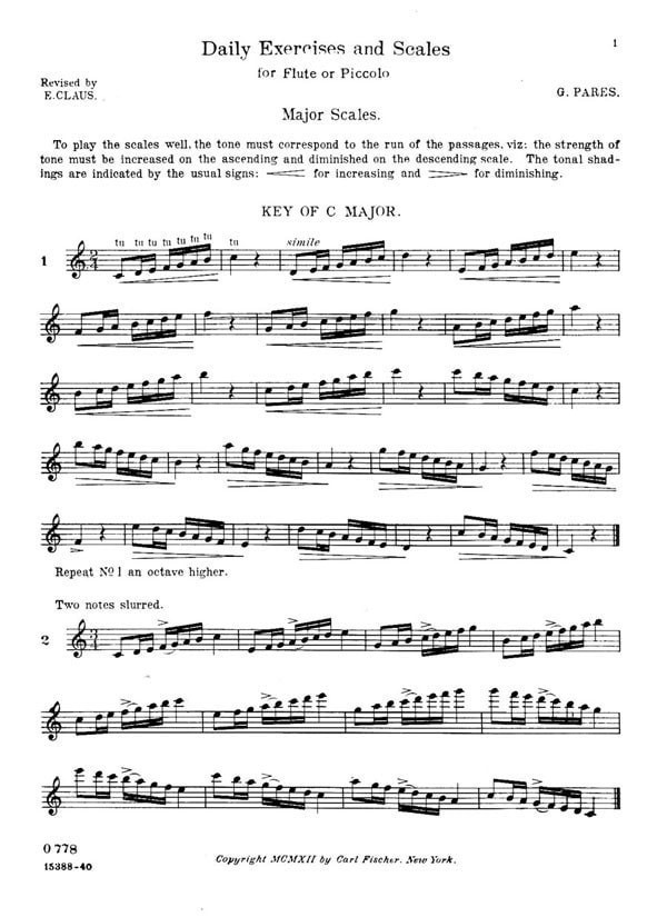 Pares: Daily Exercises & Scales for Flute published by Fischer ...