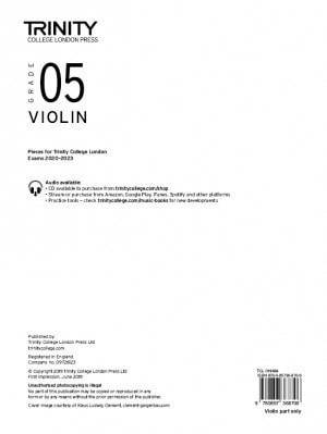 Trinity Violin Exam Pieces - Grade 5 from 2020 (Part Only) | Forwoods ...