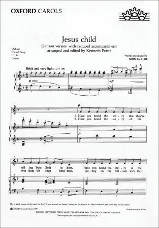 Rutter: Jesus Child (Unison) published by OUP | Forwoods ScoreStore