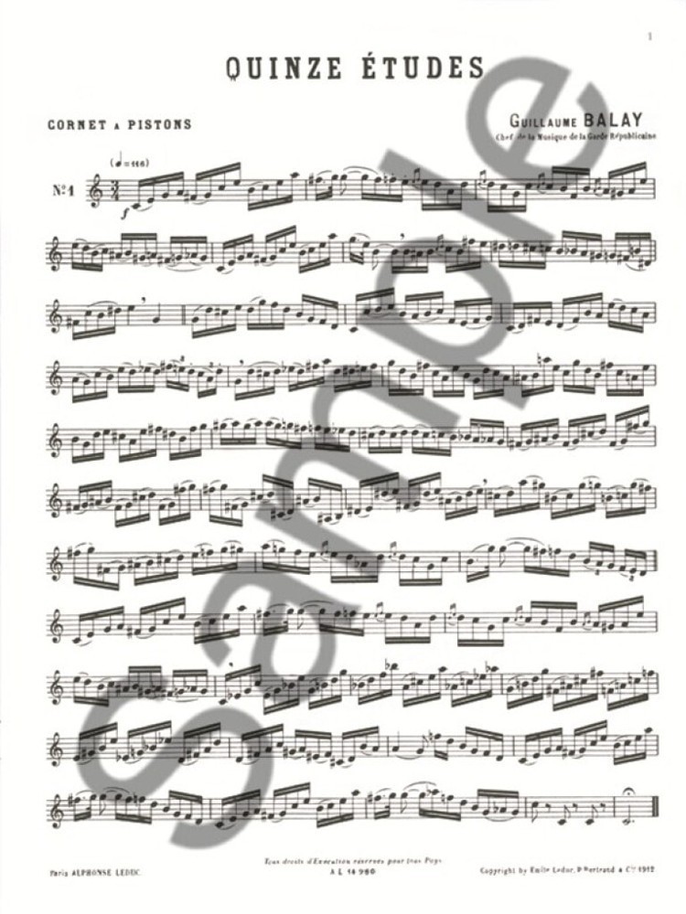 Balay: 15 Etudes for Trumpet published by Leduc | Forwoods ScoreStore