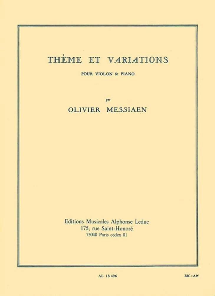 Forwoods ScoreStore | Messiaen: Thème et Variations for Violin ...