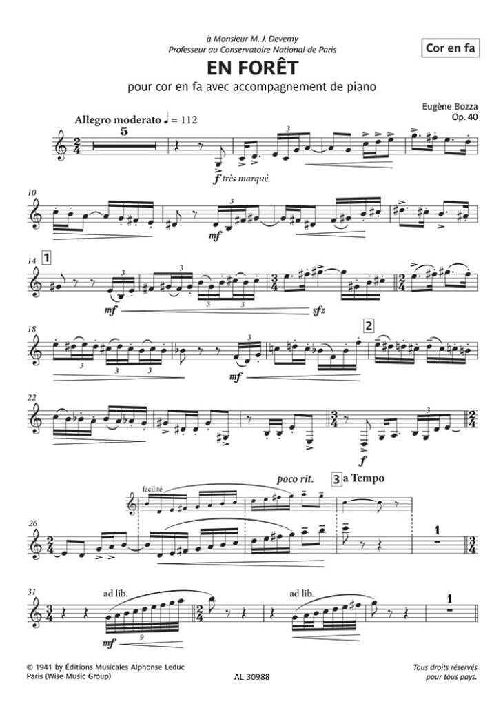 Bozza: En Forêt for Horn published by Leduc | Forwoods ScoreStore