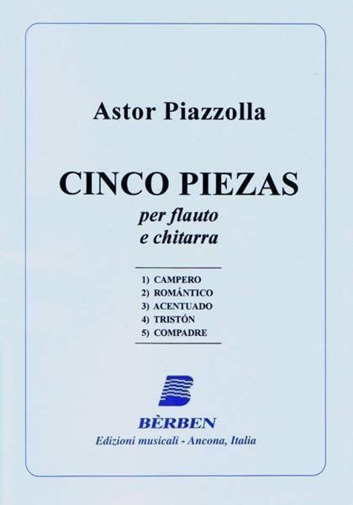 Forwoods ScoreStore | Piazzolla: Five Pieces for Flute & Guitar published by Berben