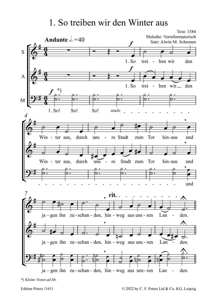 Kein schöner Lied published by Peters | Forwoods ScoreStore