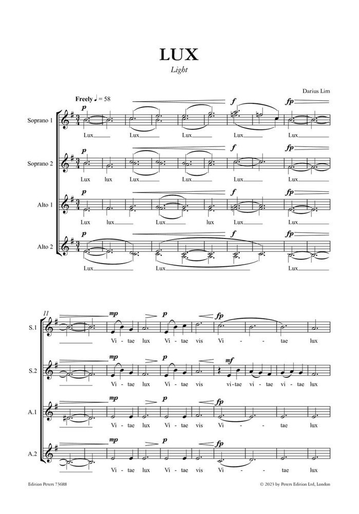 Lim: Lux SSA published by Peters | Forwoods ScoreStore