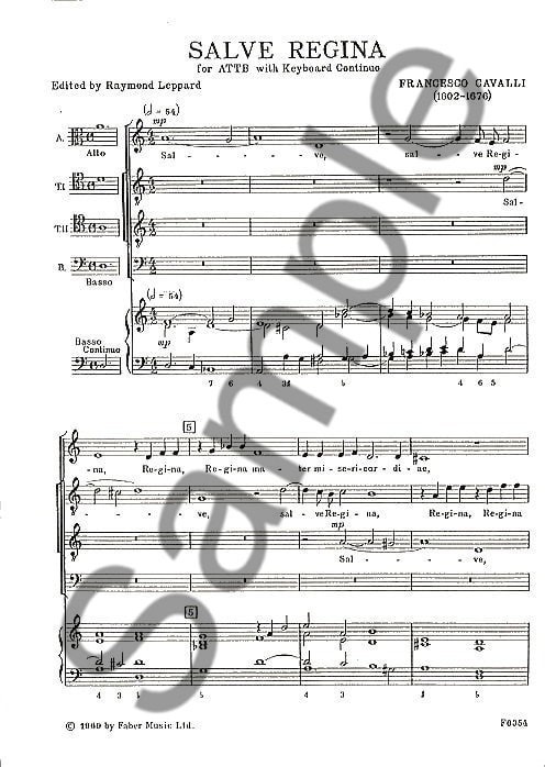 Cavalli: Salve Regina ATTB published by Faber | Forwoods ScoreStore