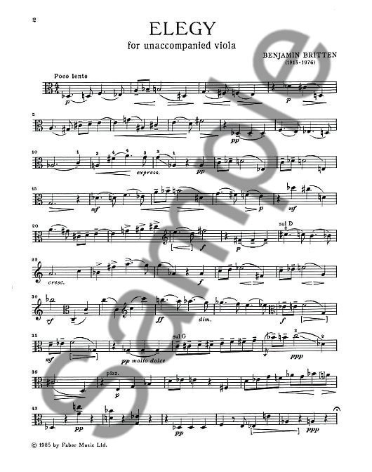 Britten: Elegy For Solo Viola published by Faber | Forwoods ScoreStore