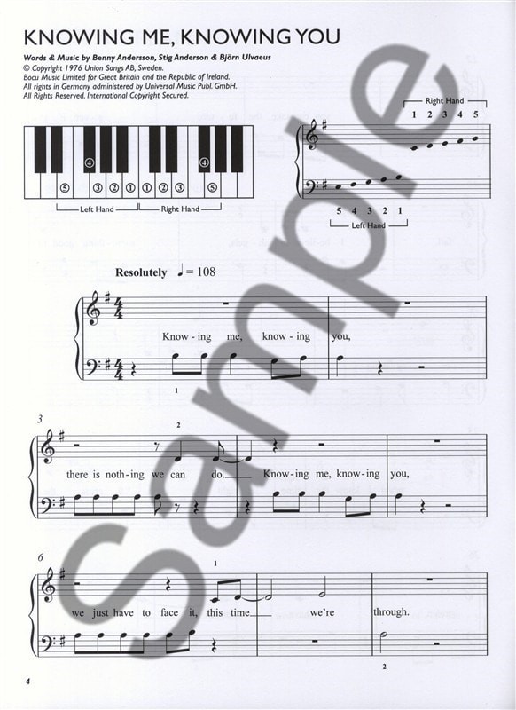 Forwoods Scorestore Easiest Five Finger Piano Collection Abba