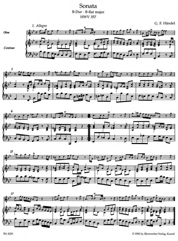 Handel: Complete Sonatas for Oboe and Basso Continuo published by ...