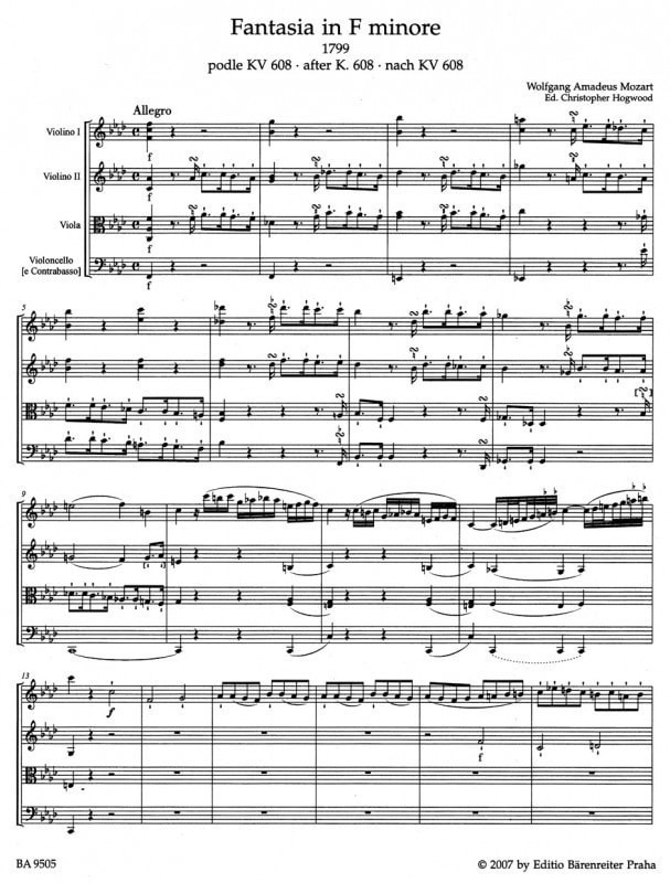Mozart: Fantasia in F minor for Strings (1799) after the Organ Piece ...