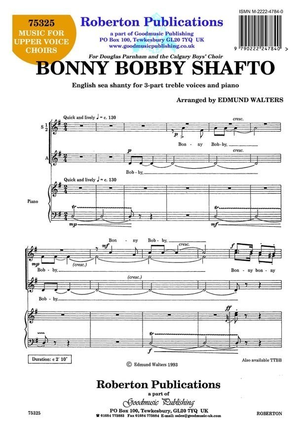 Walters: Bonny Bobby Shafto SSA published by Roberton | Forwoods ScoreStore