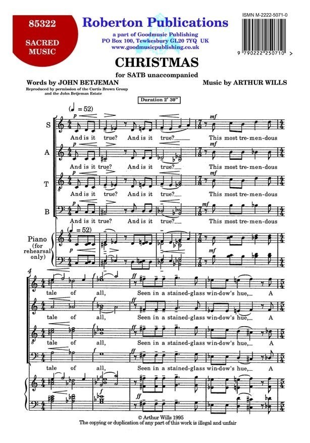 Wills: Christmas SATB published by Roberton | Forwoods ScoreStore