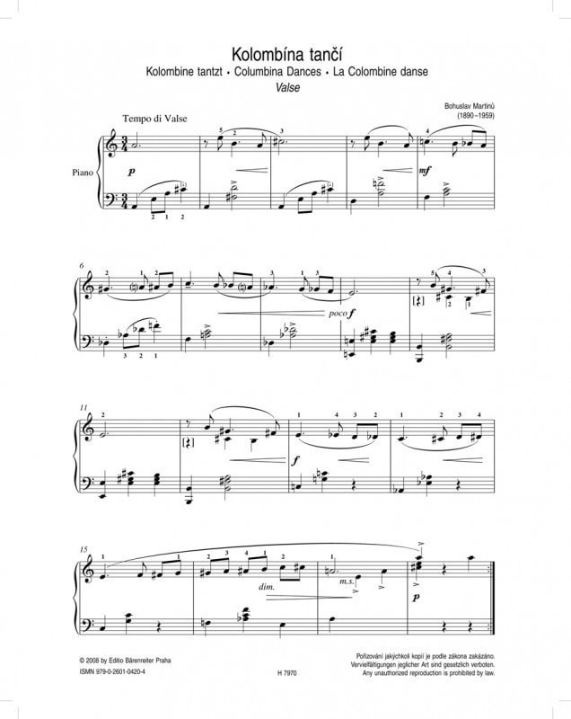 Martinu: Puppets 1 - 3 (Complete) for Piano published by Barenreiter ...