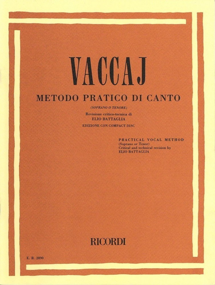 Vaccai: Vocal Method - High published by Ricordi (Book & CD) | Forwoods ...
