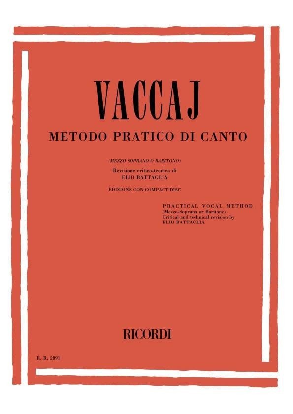 Vaccai: Vocal Method - Medium published by Ricordi (Book & CD ...