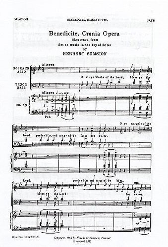 Sumsion: Benedicite Omnia Opera SATB published by Novello | Forwoods ...