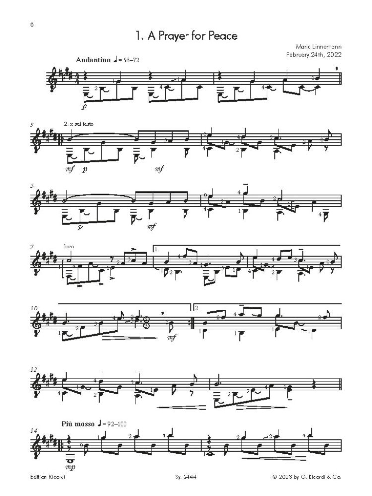 Linnemann: Songs in Our Times for Guitar published by Ricordi ...