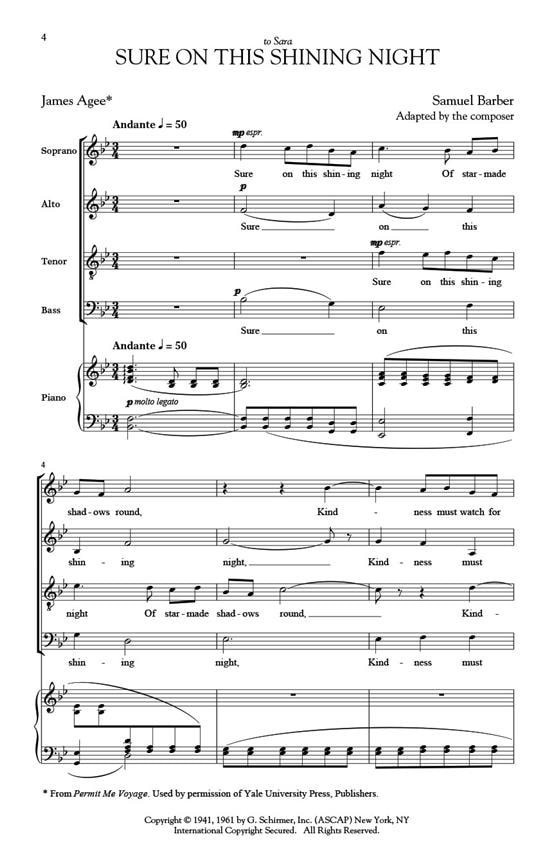 Barber: Sure on this Shining Night SATB published by Schirmer ...