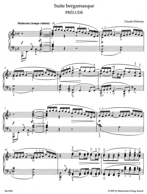 Debussy: Suite Bergamasque for Piano published by Barenreiter ...