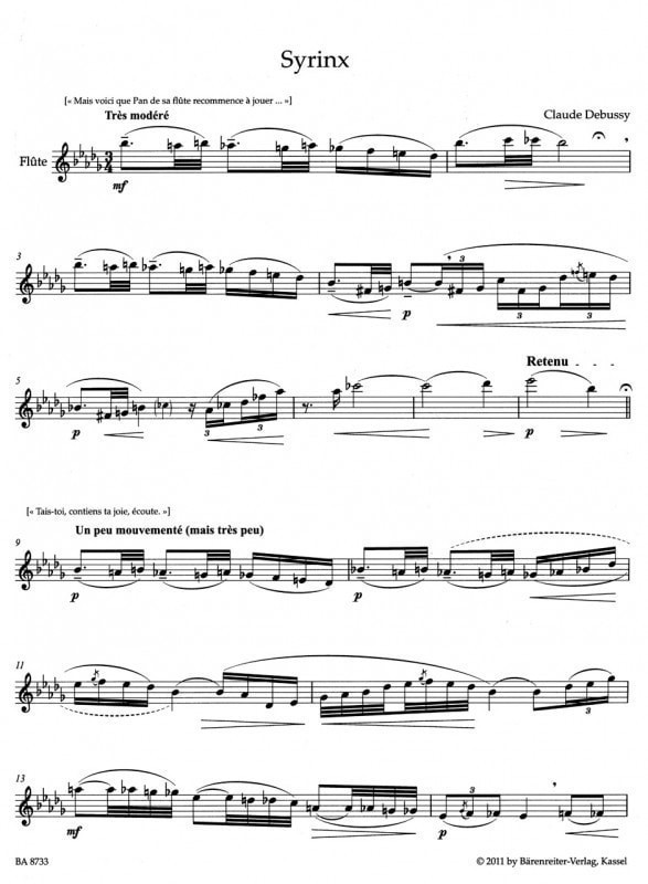Debussy: Syrinx for Flute published by Barenreiter | Forwoods ScoreStore