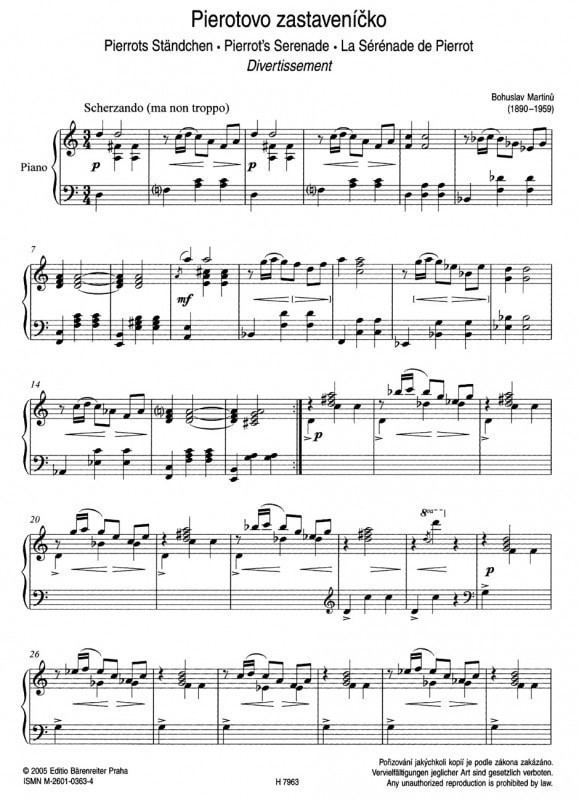 Martinu: Puppets III for Piano published by Barenreiter | Forwoods ...