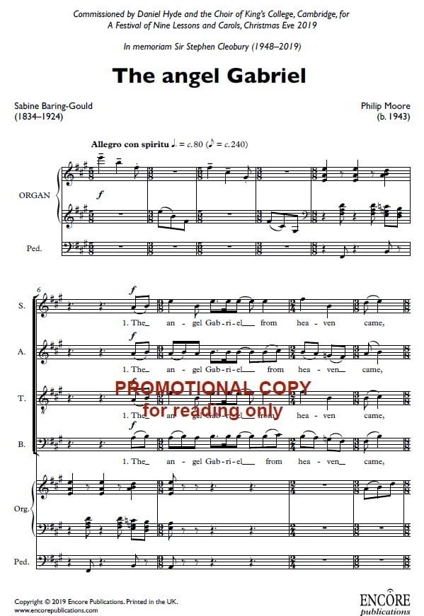 Moore: The Angel Gabriel for SATB & organ published by Encore ...