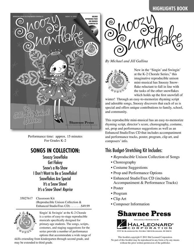 Snoozy Snowflake published by Shawnee Press (Book & CD) | Forwoods ...